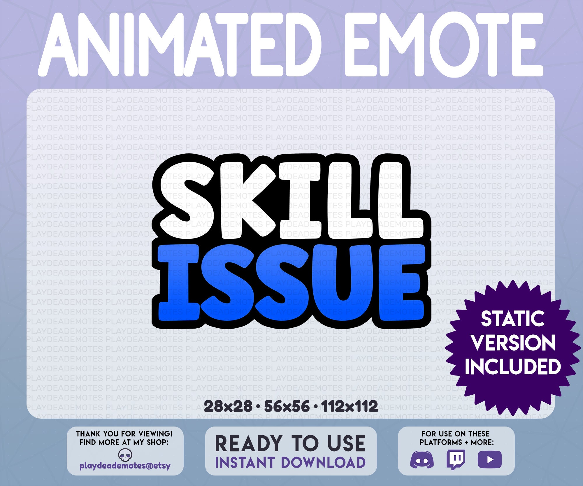 SKILL ISSUE Animated Emote | Bold Funny Blue Skill Issue Emote, Vibrant ...