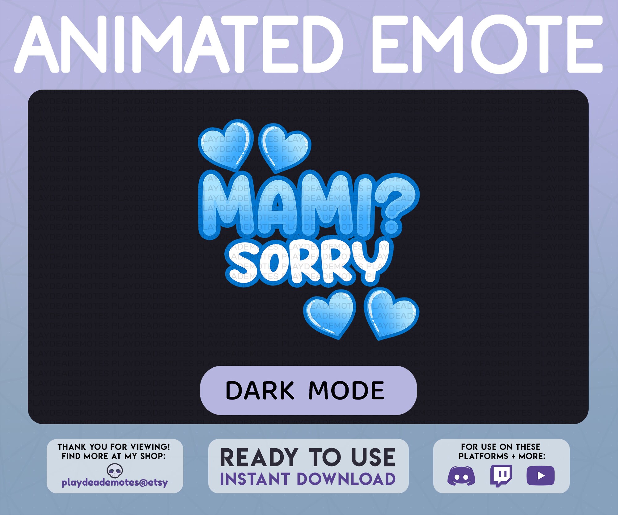 ANIMATED STATIC Mami Sorry Emote Kawaii Cute Bright Blue Mami Sorry ...