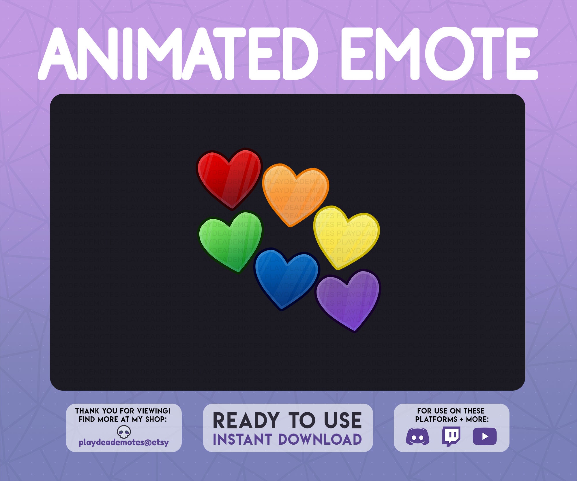 Animated Raining Hearts Emote ANIMATED STATIC RAINBOW Falling Heart ...