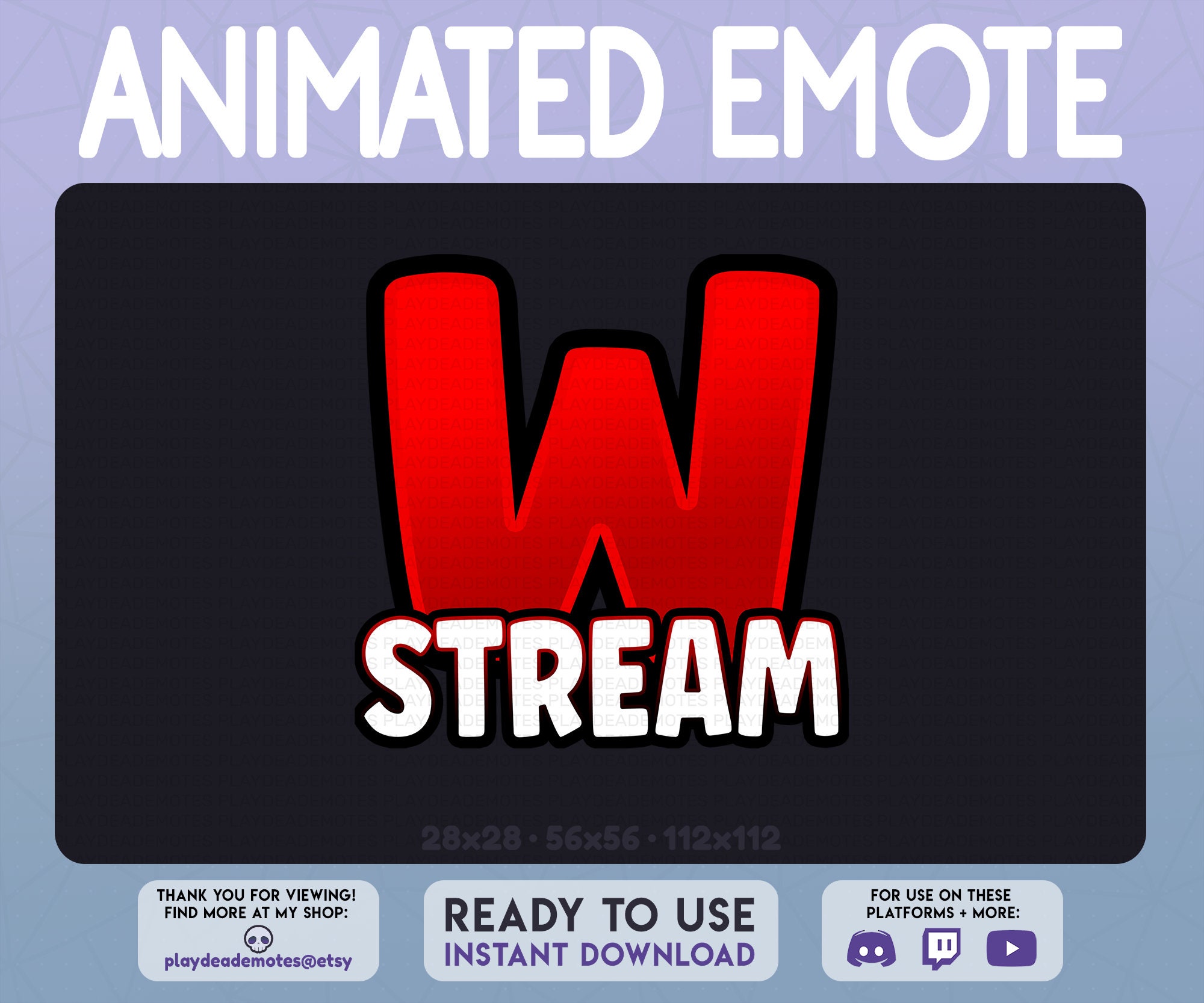 W STREAM ANIMATED EMOTE | Animated + Static Versions Included, Red W ...