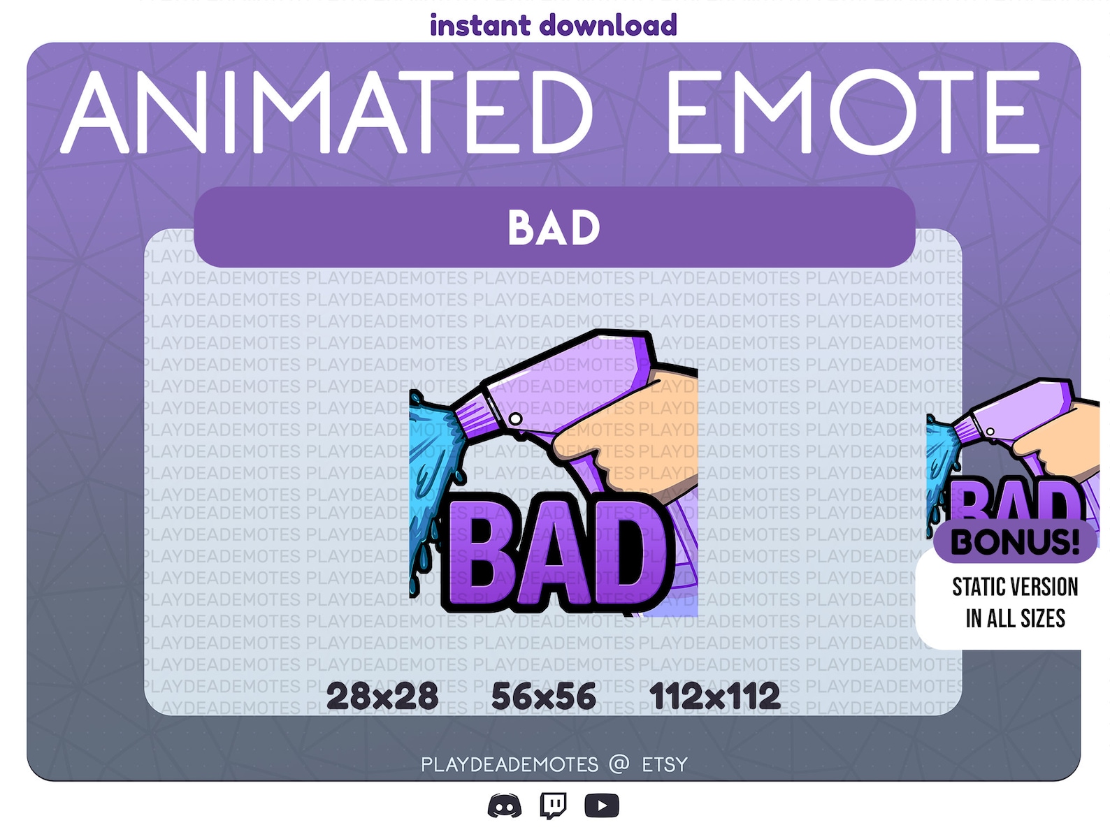 ANIMATED + STATIC Purple Spray Bottle BAD Emotes | Animated in 3 Speeds ...