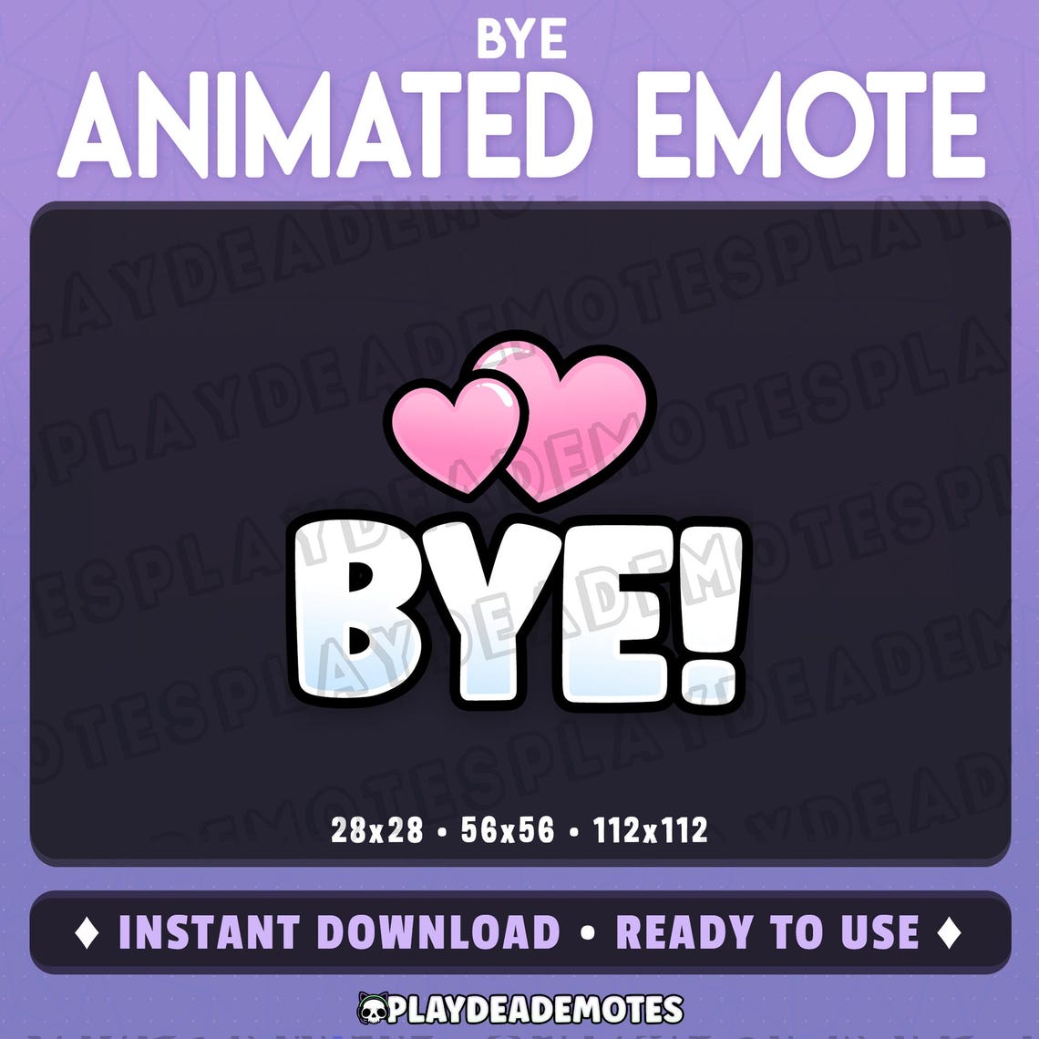 Animated BYE Goodbye Emote in Soft Pastel Pink + Hearts (animated ...