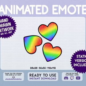 Animated Raining Heart Emote ANIMATED STATIC RAINBOW Falling Heart ...