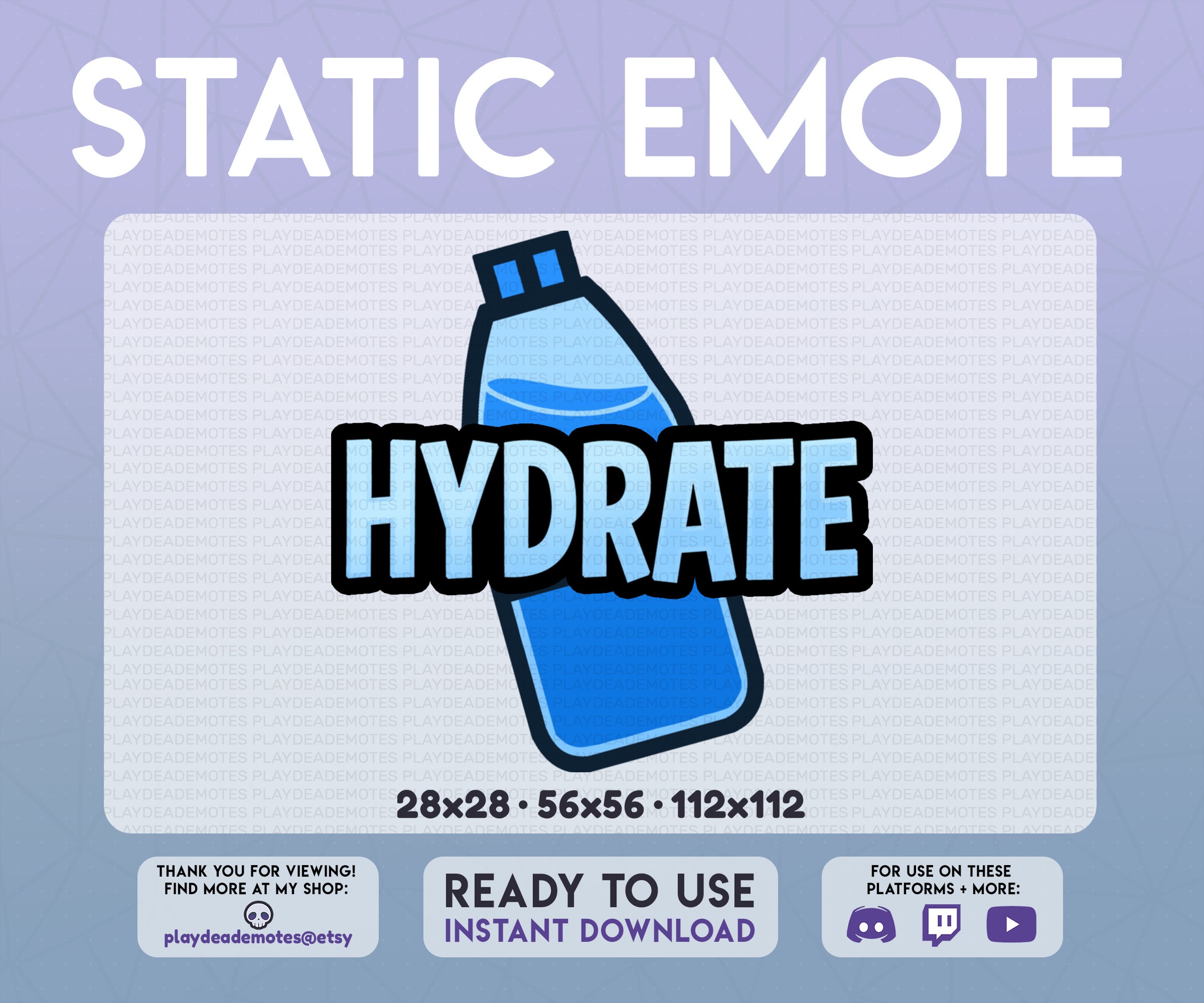 HYDRATE WATER EMOTE | Blue Hydrate Emote, Hydr8 Emote, Water Emote ...