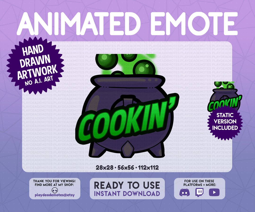 COOKIN' Cauldron Emote | ANIMATED + STATIC Cute Witchy Let Her Cook ...