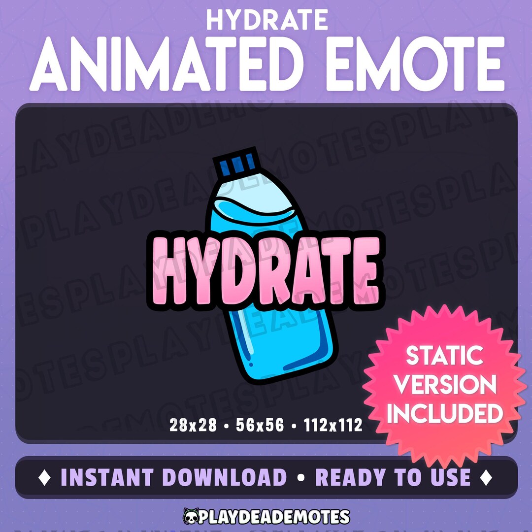ANIMATED HYDRATE EMOTE | Animated + Static Versions Included; Soft Pink ...