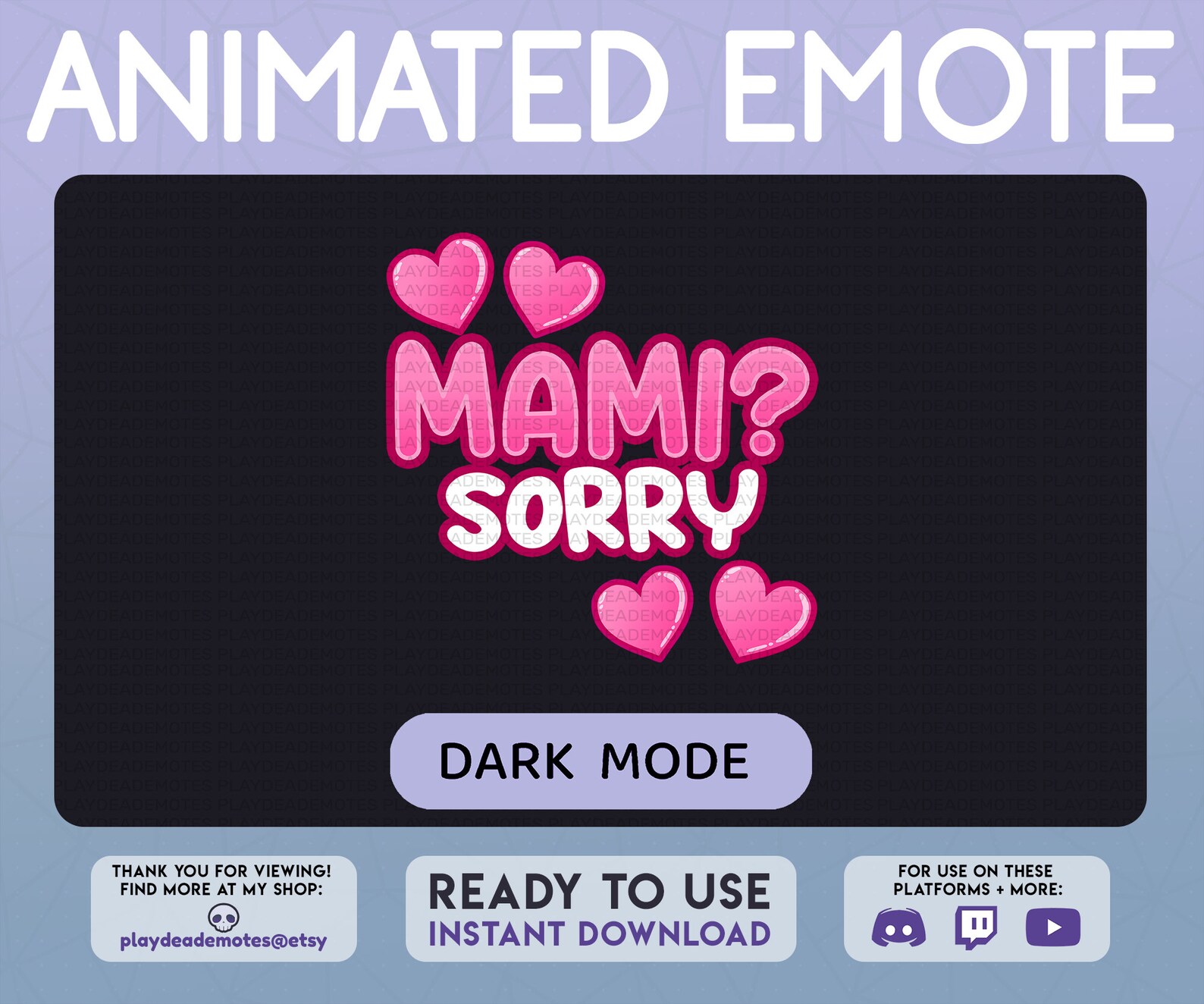 ANIMATED + STATIC Mami? Sorry Emote | Kawaii Cute Bright Pink Mami ...