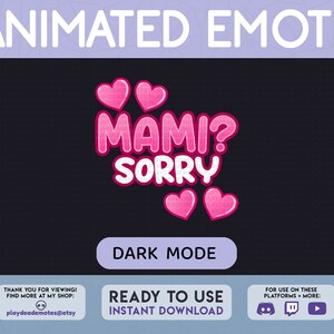 ANIMATED + STATIC Mami? Sorry Emote | Kawaii Cute Bright Pink Mami ...