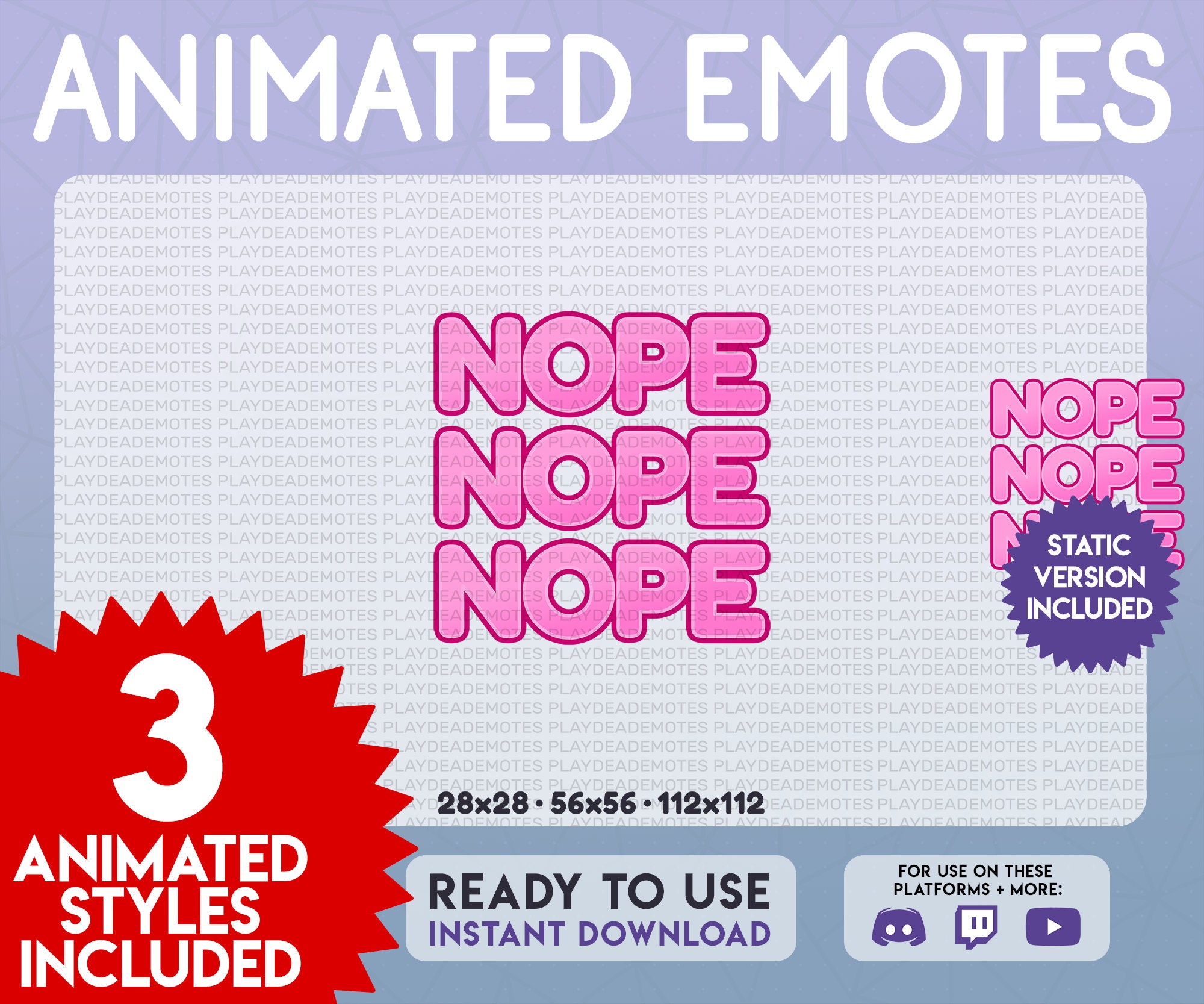 NOPE NOPE NOPE Animated + Static Emote 3pack | 3 Nope Animated Emotes ...