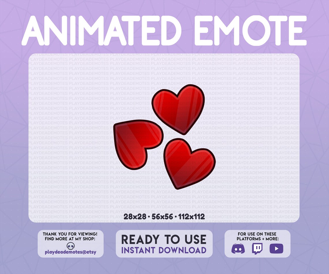 Animated Raining Heart Emote ANIMATED STATIC Red Falling Heart Emote ...