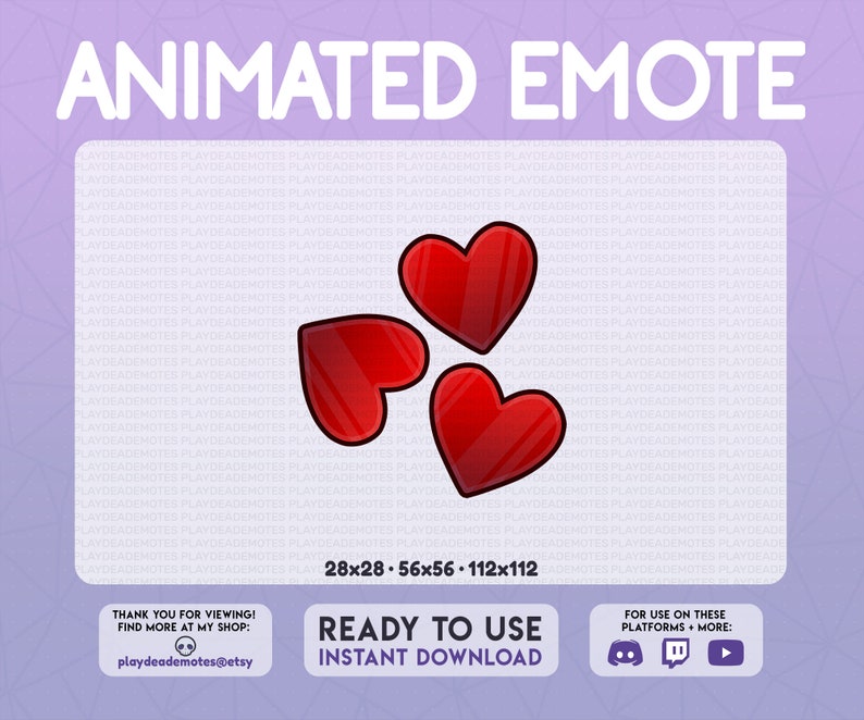 Animated Raining Heart Emote ANIMATED STATIC Red Falling Heart Emote ...
