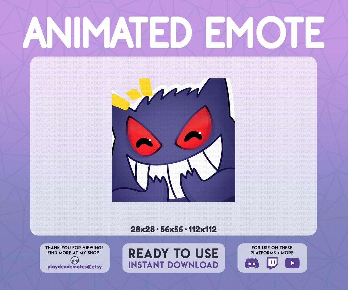 Animated Gengar Laugh Emote ANIMATED STATIC Pokemon Gengar Emote ...