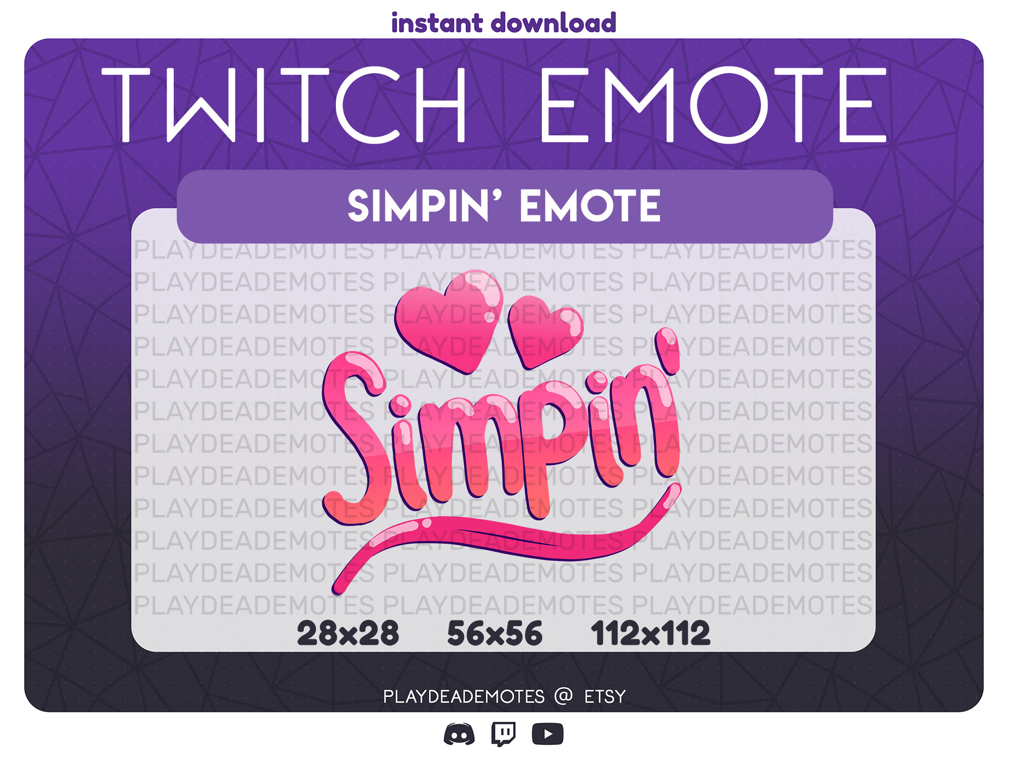 Simpin' Twitch Emote Simpin Discord Emote Instant Download Twitch ...