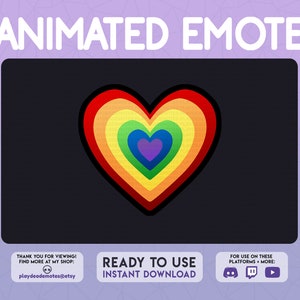 Animated RAINBOW Heart Emote | ANIMATED + STATIC Kawaii Rainbow Heart ...