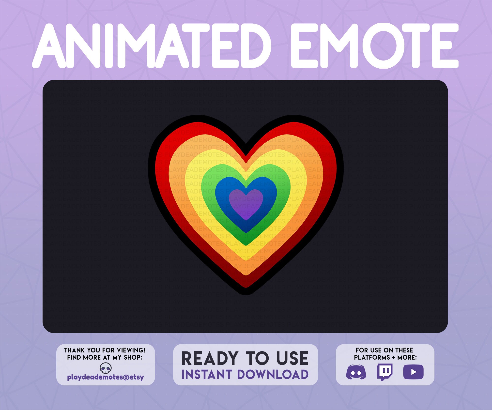 Animated RAINBOW Heart Emote | ANIMATED + STATIC Kawaii Rainbow Heart ...