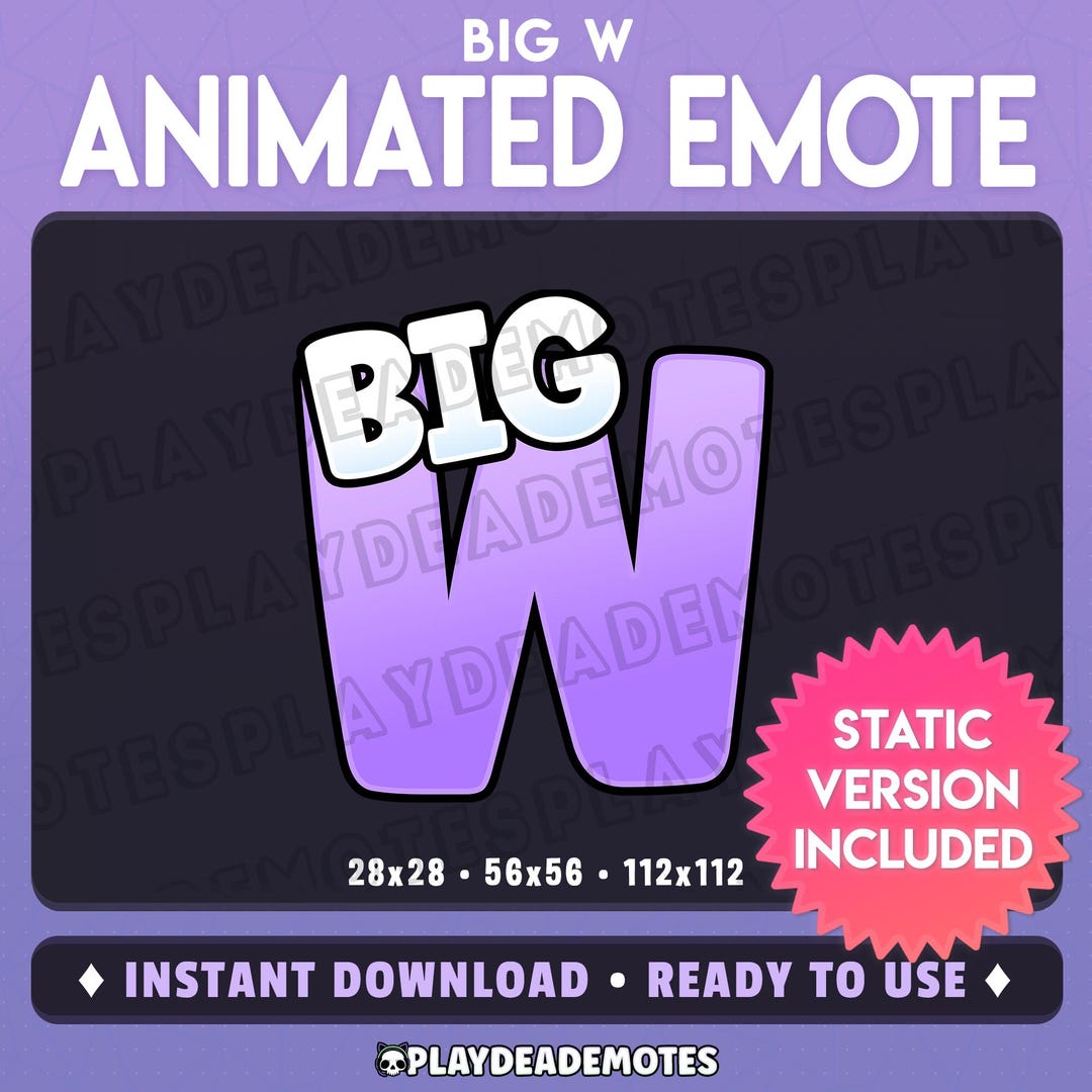 Animated BIG W Emote in Soft Pastel Purple (animated+static) (digital ...