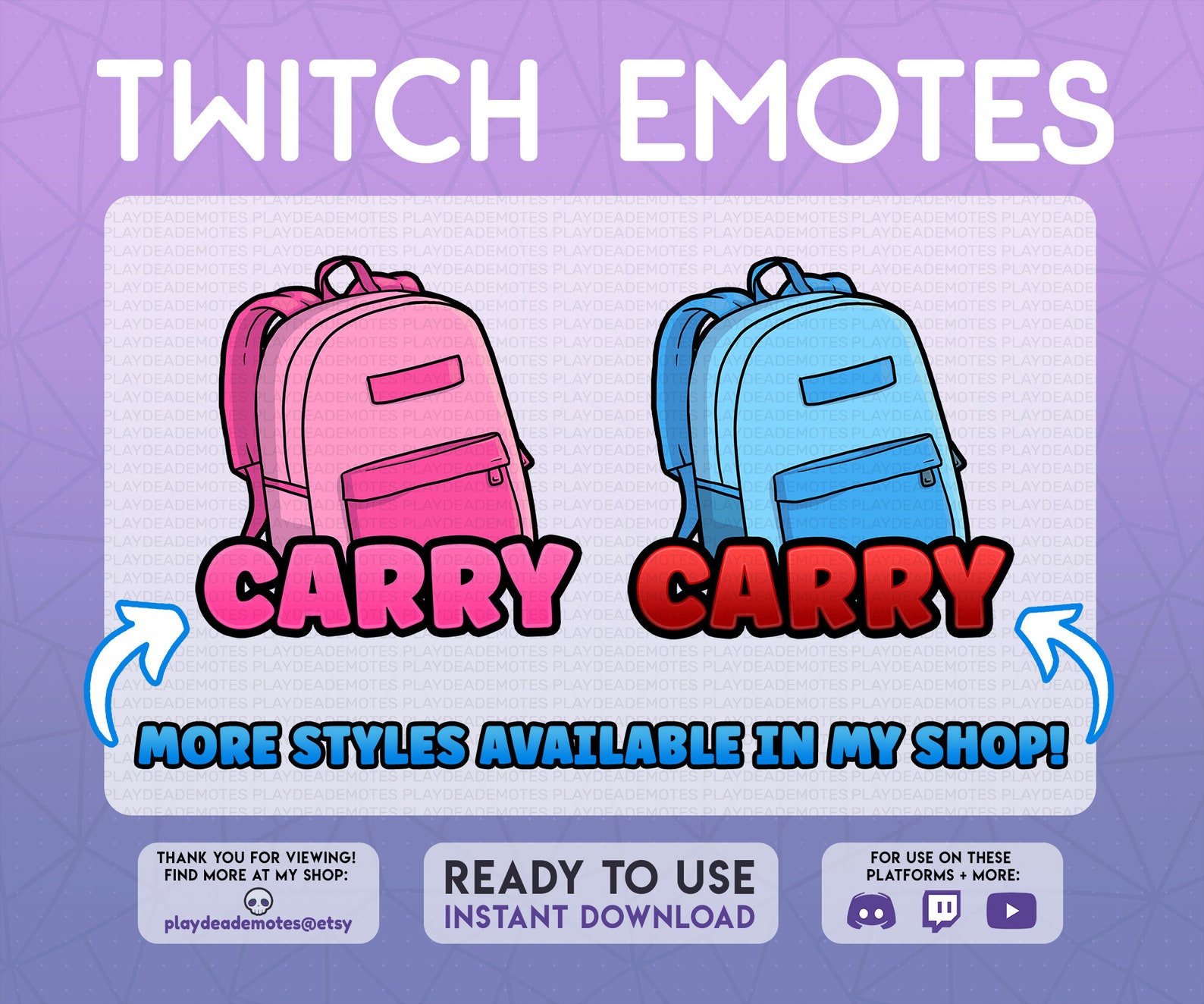 Pink CARRY Emote Cute Pink Carry Emote Pink Carry Text Emote, Backpack ...