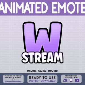 W STREAM ANIMATED EMOTE | Animated + Static Included, Pastel Purple W ...
