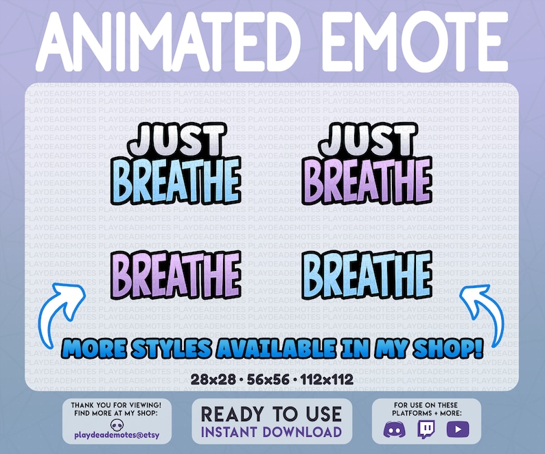 BREATHE ANIMATED EMOTE Animated Static Version Included, Pastel Purple ...