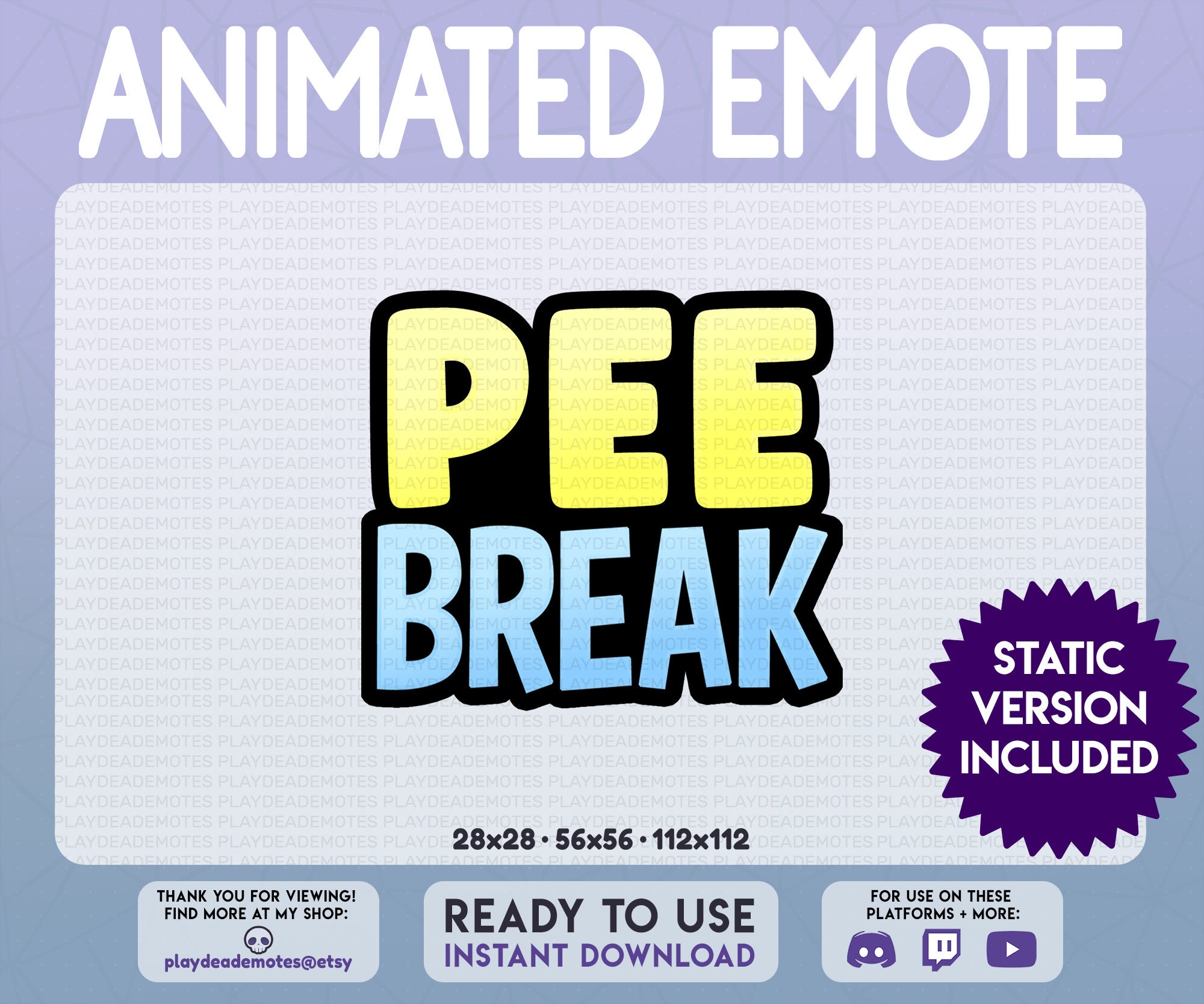 PEE BREAK Animated Emote | Cute Cheeky Pee Break Animated Emote, Bio ...