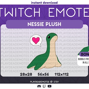 Nessie Plushie Twitch Emote | Nessie Plush With Heart Bubble Discord ...