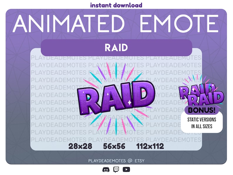 ANIMATED + STATIC RAID Purple Twitch Emotes | Fun Purple Animated Raid ...