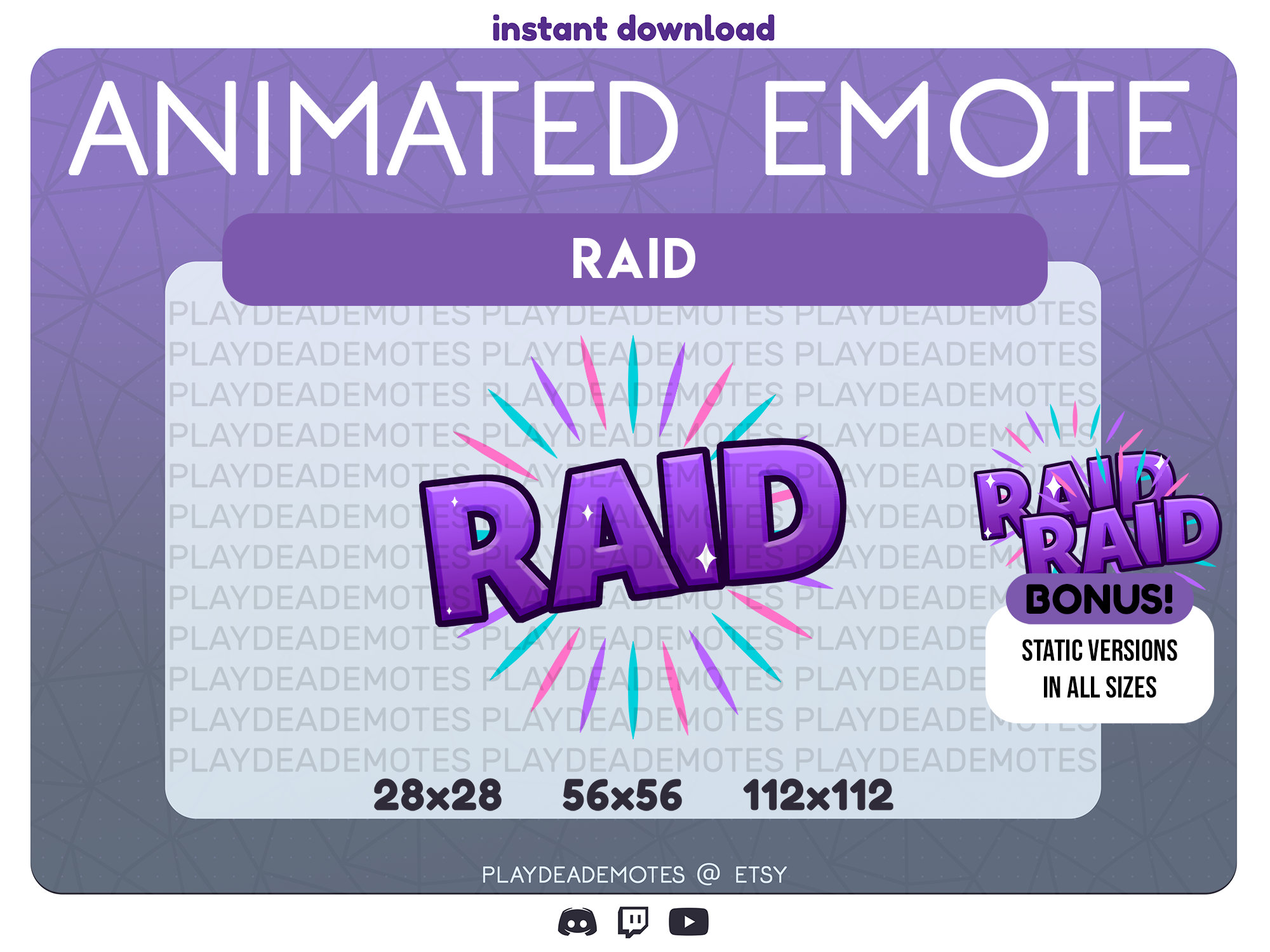 ANIMATED + STATIC RAID Purple Twitch Emotes | Fun Purple Animated Raid ...