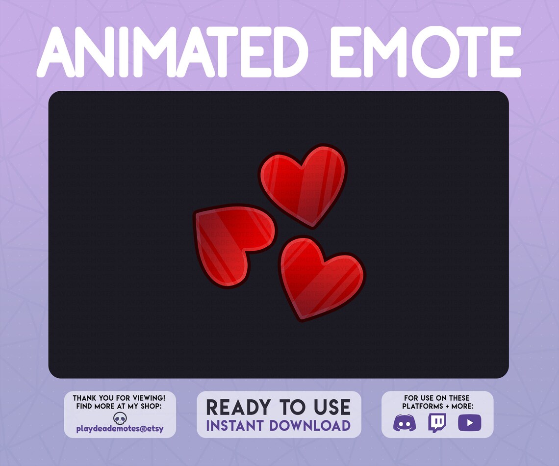 Animated Raining Heart Emote ANIMATED STATIC Red Falling Heart Emote ...