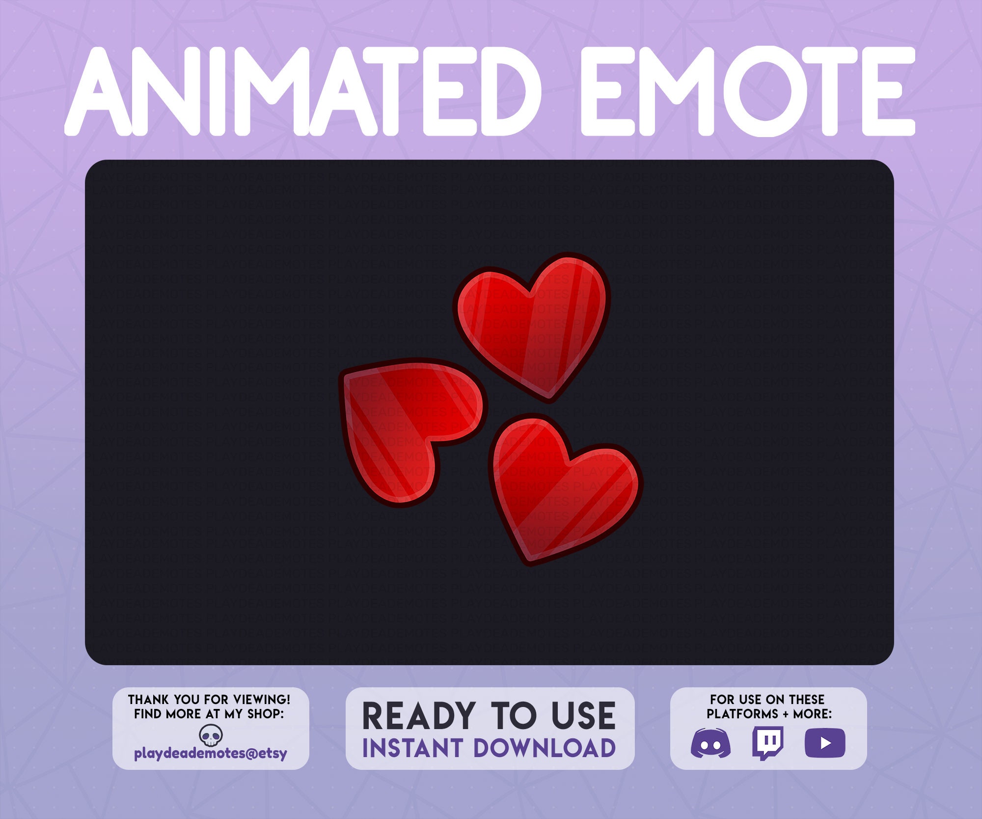 Animated Raining Heart Emote ANIMATED STATIC Red Falling Heart Emote ...