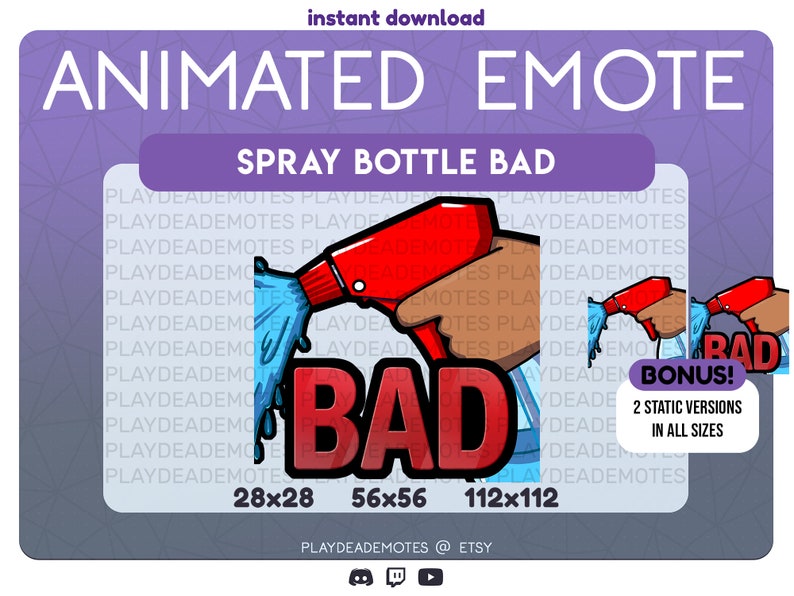 1 ANIMATED + 2 STATIC Emotes | Spray Bottle BAD Twitch Emotes ...