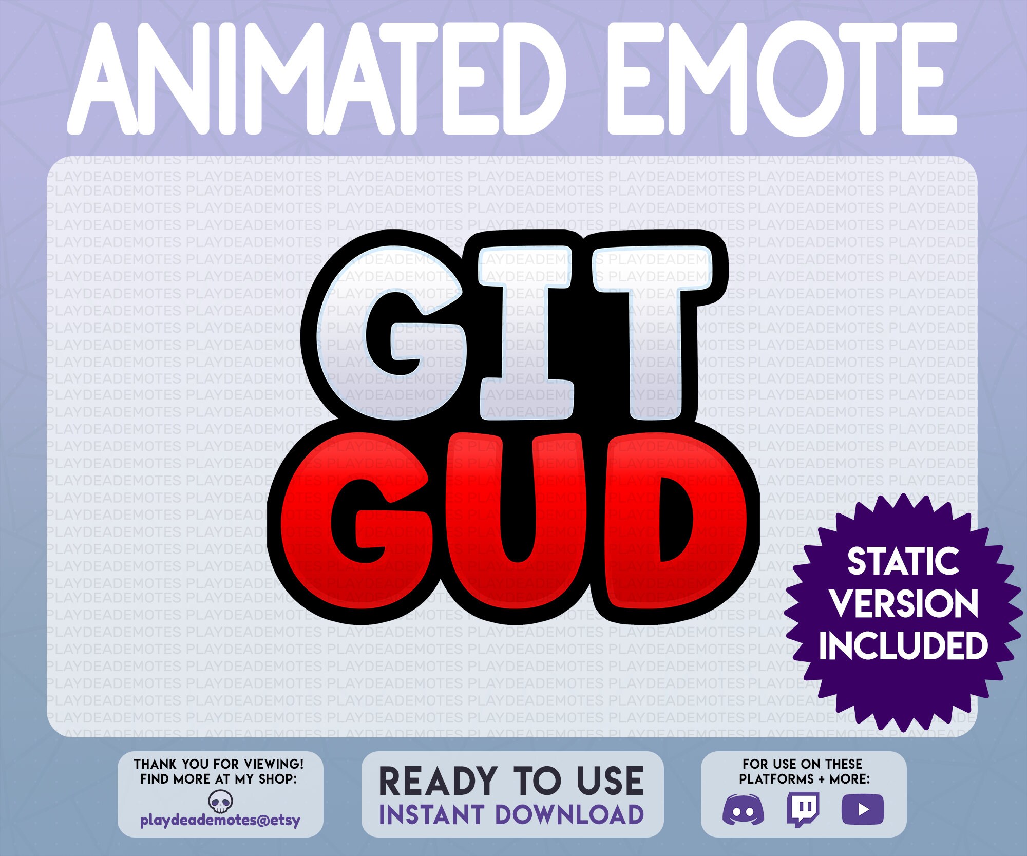 GIT GUD Animated Emote Vibrant Red Git Gud Emote, Funny Animated Red ...