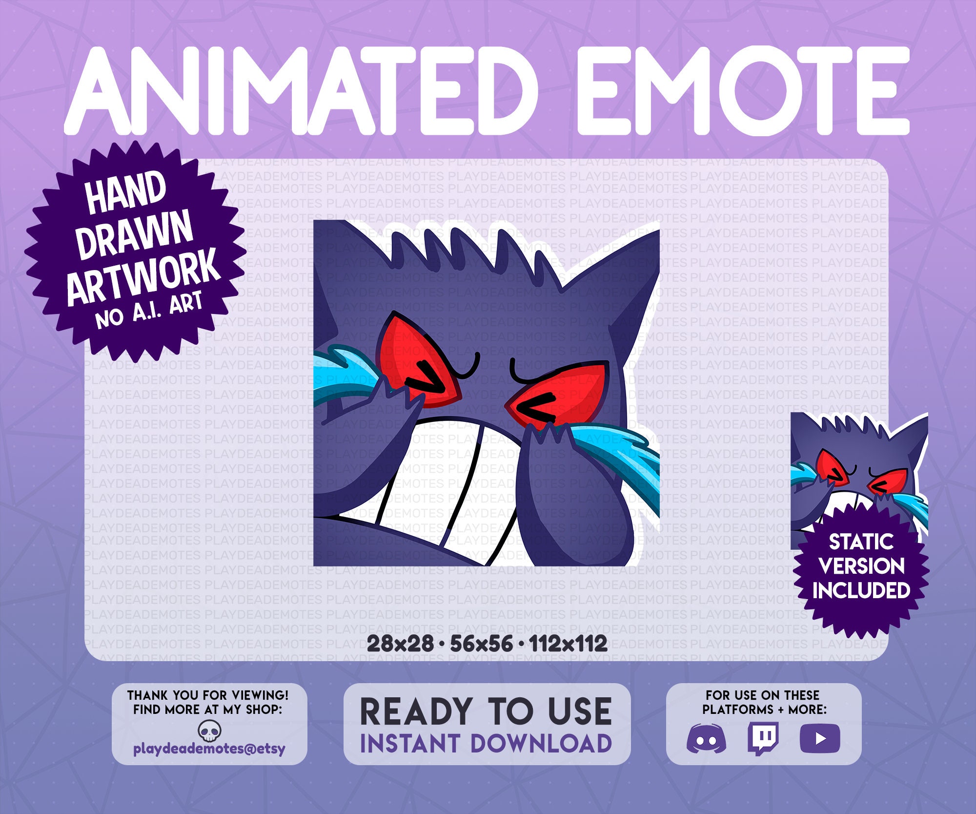 Animated Gengar Cry Emote | ANIMATED + STATIC Pokemon Gengar Emote ...