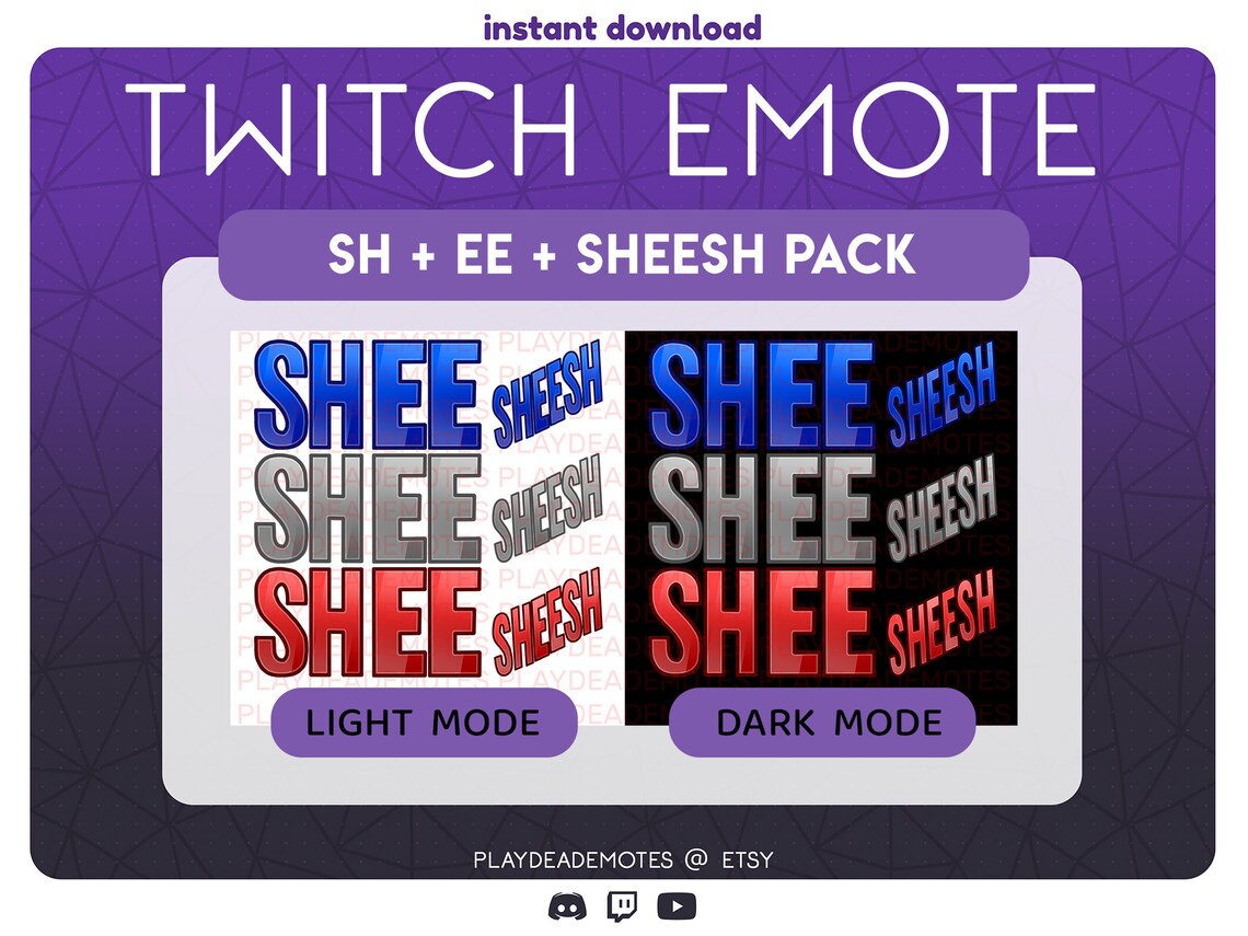 SH EE SHEESH Twitch Emote Pack Sheesh Twitch Discord Emotes in Red ...