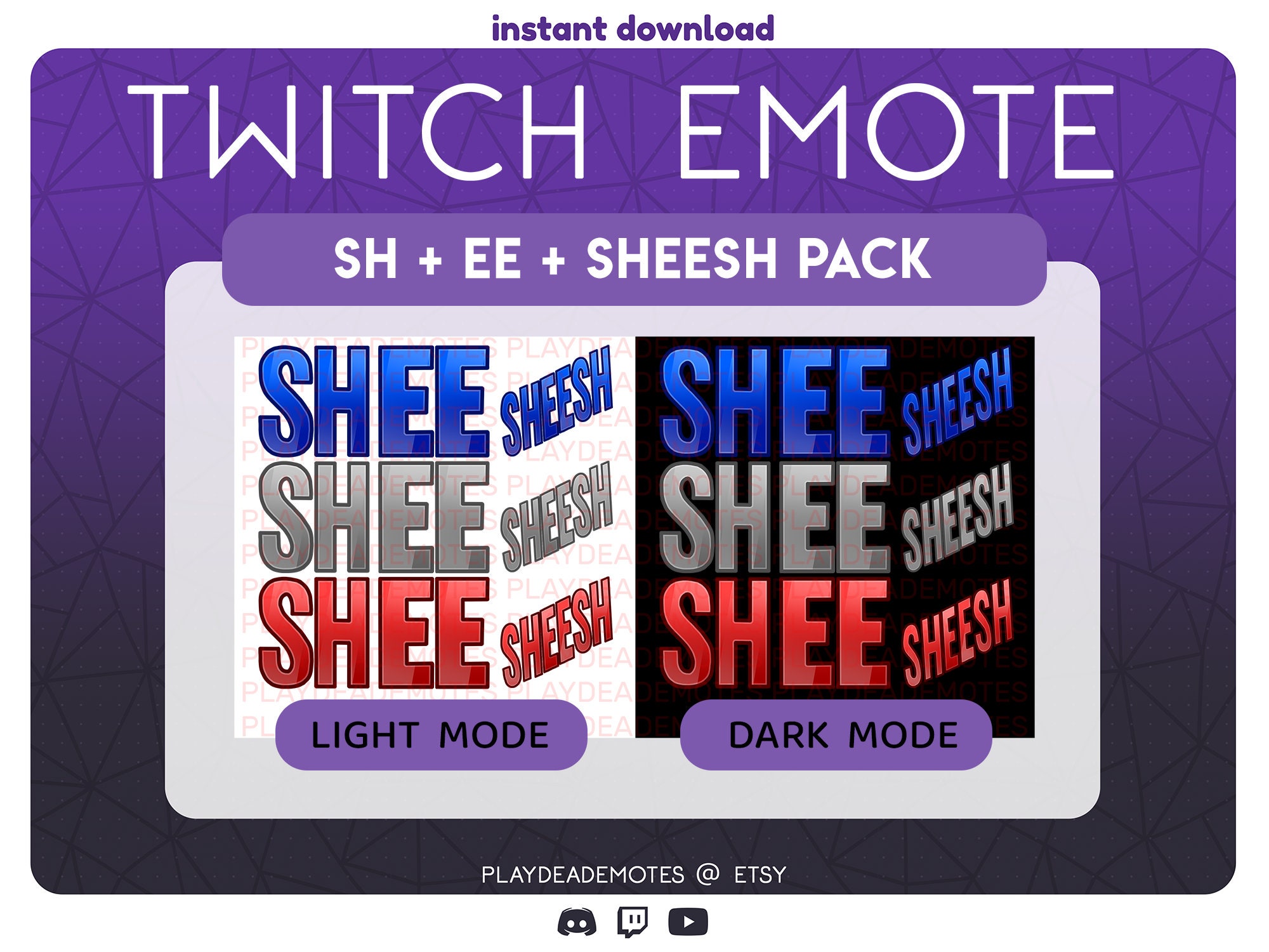 SH + EE + SHEESH Twitch Emote Pack | Sheesh Twitch + Discord Emotes in ...