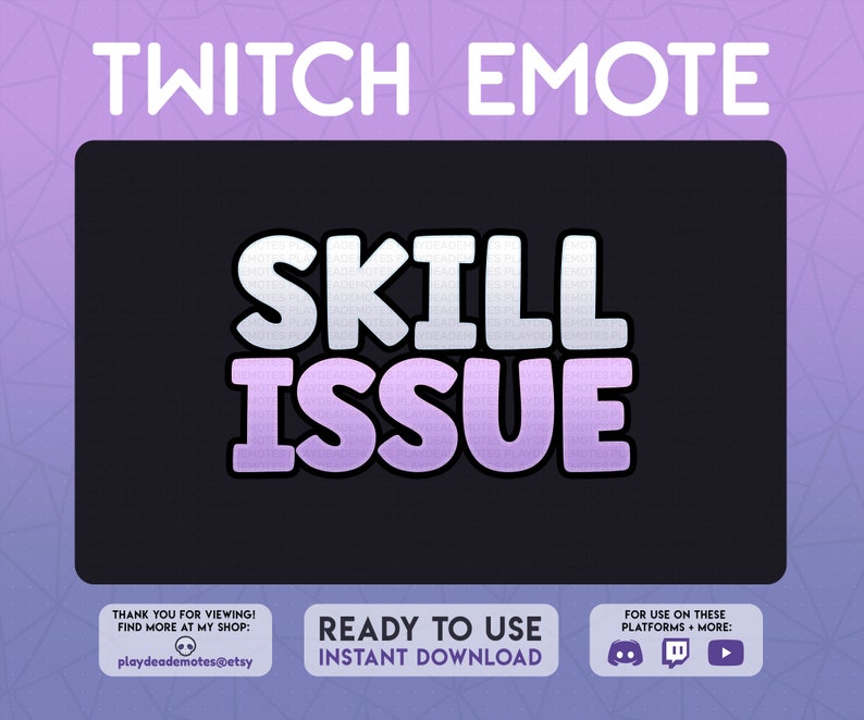 Purple SKILL ISSUE Emote Cute Purple Text Emote No Skill Emote, Skill ...
