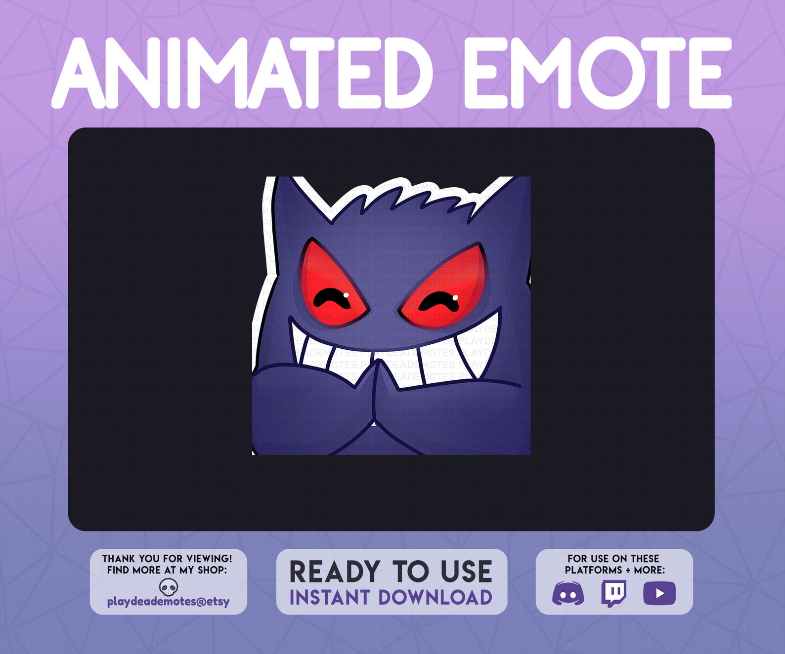 Animated Gengar Clap Emote ANIMATED STATIC Kawaii Cute Fun Ghost ...