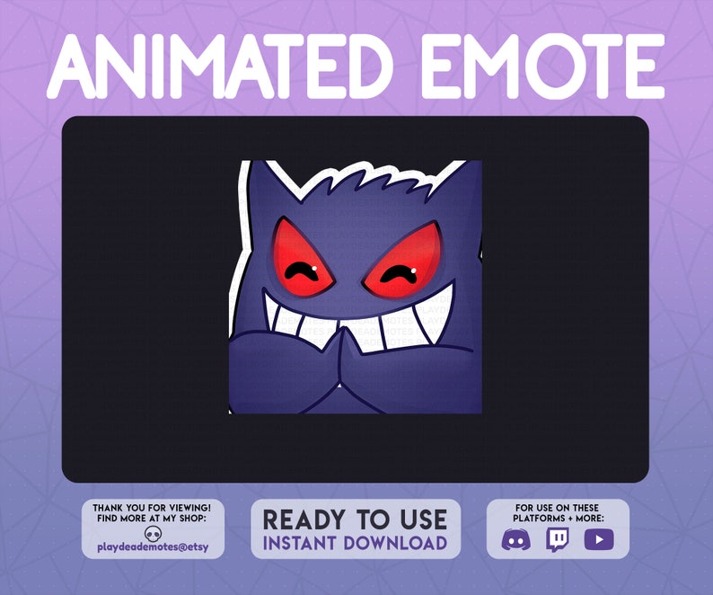Animated Gengar Clap Emote ANIMATED STATIC Kawaii Cute Fun Ghost ...
