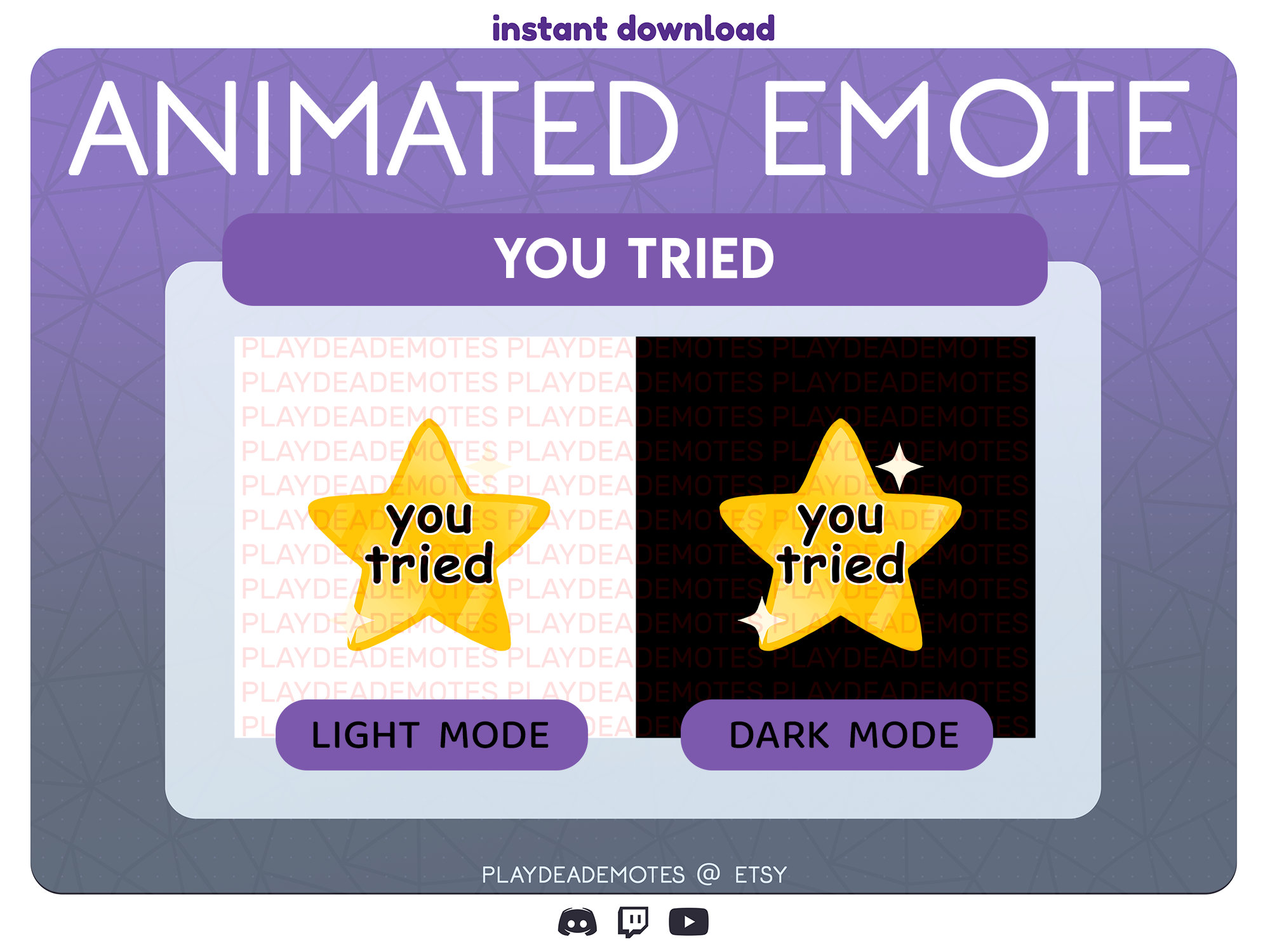 ANIMATED & STATIC You Tried Gold Star Twitch Emote | Gold Star You ...