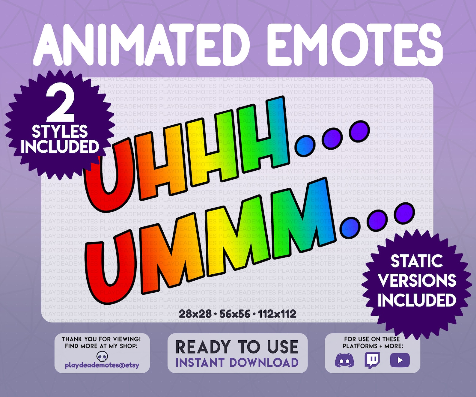 Rainbow Umm Uhh Emotes | ANIMATED + STATIC Kawaii Rainbow Ummm Uhhh ...