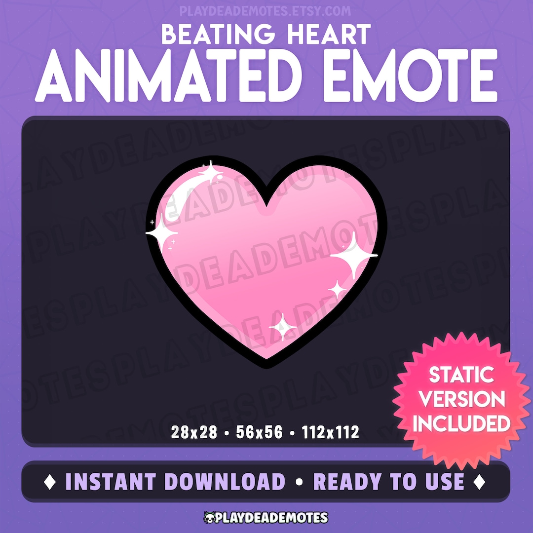 ANIMATED HEART EMOTE | Animated + Static Versions Included; Pastel Pink ...