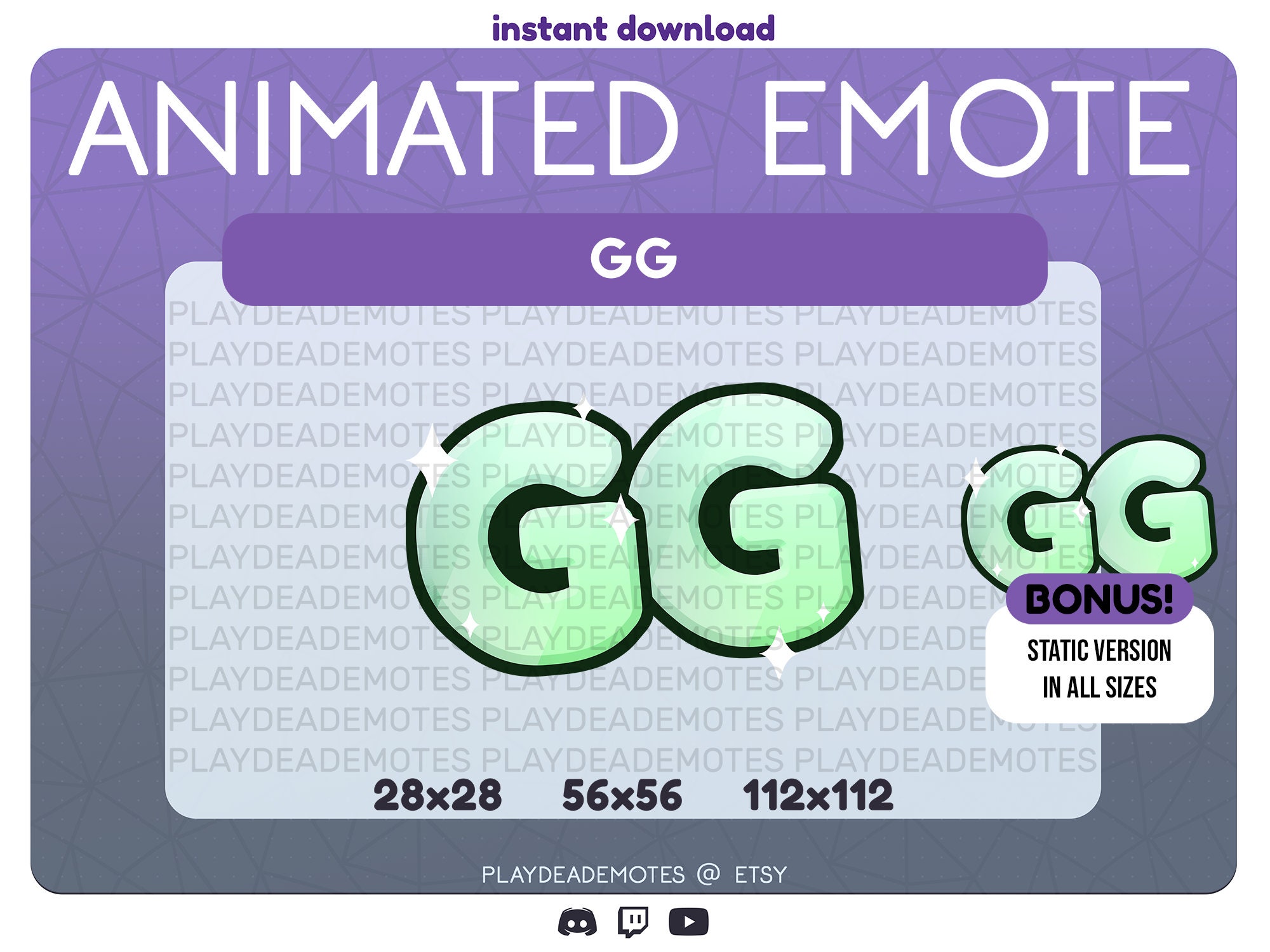Animated Static GG Twitch Emotes Kawaii Cute Soft Pastel Mint Green ...