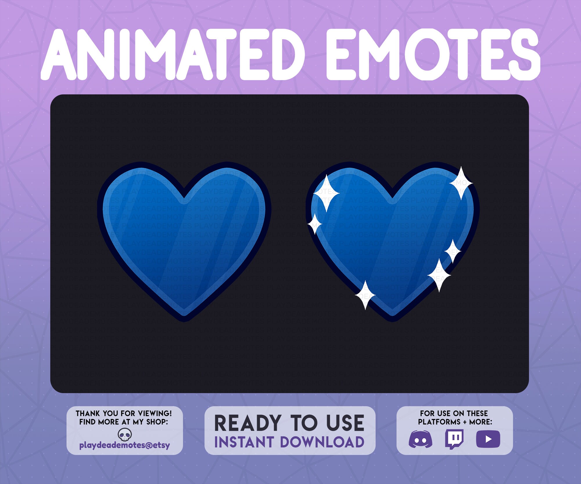 Animated Blue Heart Emotes 2 ANIMATED 2 STATIC Kawaii Animated Blue ...