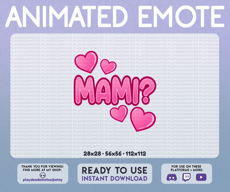 ANIMATED + STATIC Mami? Emote | Kawaii Cute Bright Pink Mami Emote ...