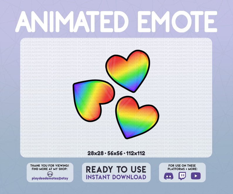 Animated Raining Heart Emote ANIMATED STATIC RAINBOW Falling Heart ...