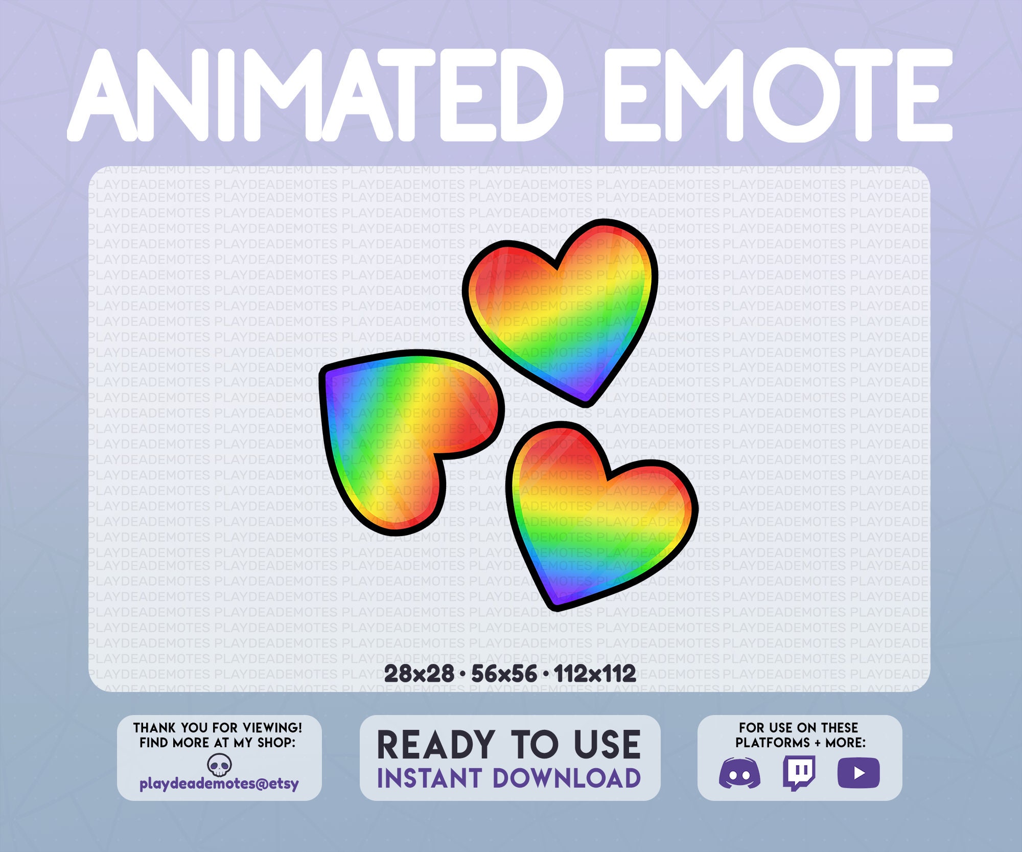 Animated Raining Heart Emote ANIMATED STATIC RAINBOW Falling Heart ...