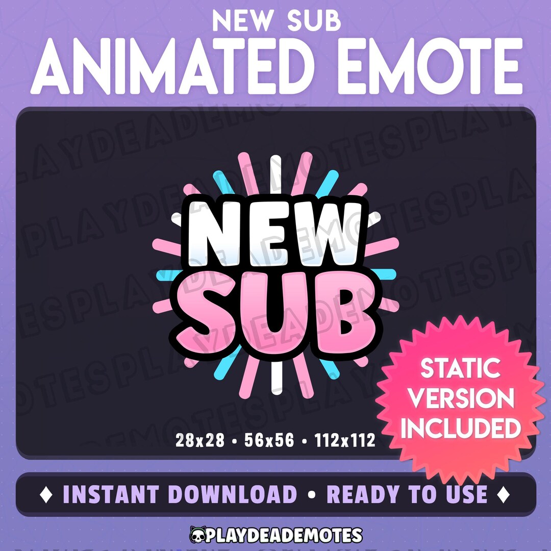 Animated NEW SUB Emote in Soft Pastel Pink (animated+static) (digital ...