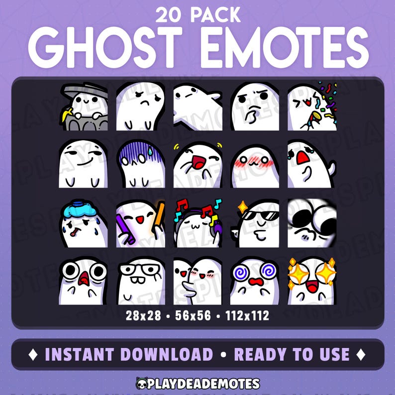 20 Kawaii Ghost Emotes: Spooky-cute Emote Pack (static Only) (digital ...