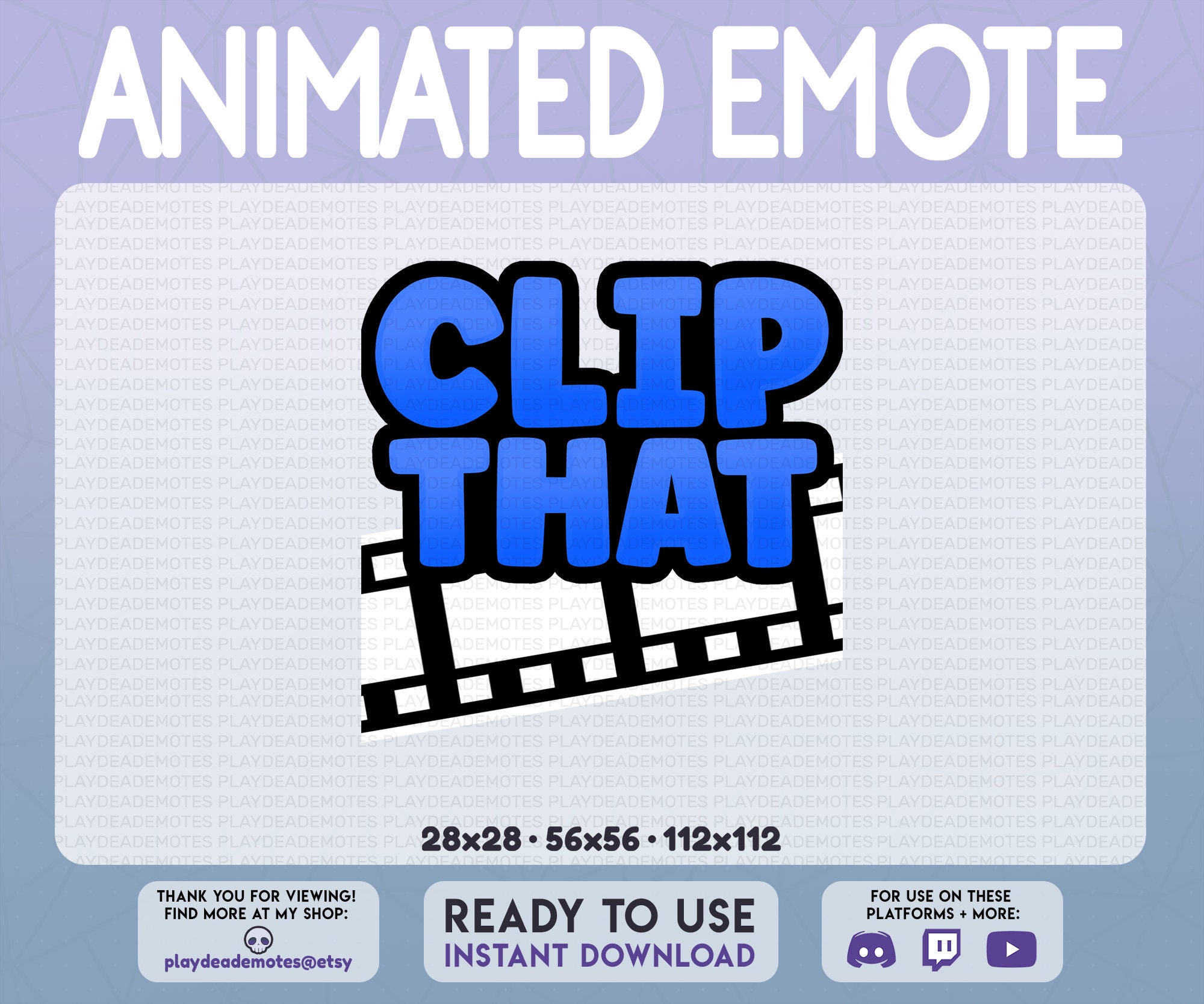ANIMATED CLIP THAT Emote Animated Static Versions Included, Navy Blue ...