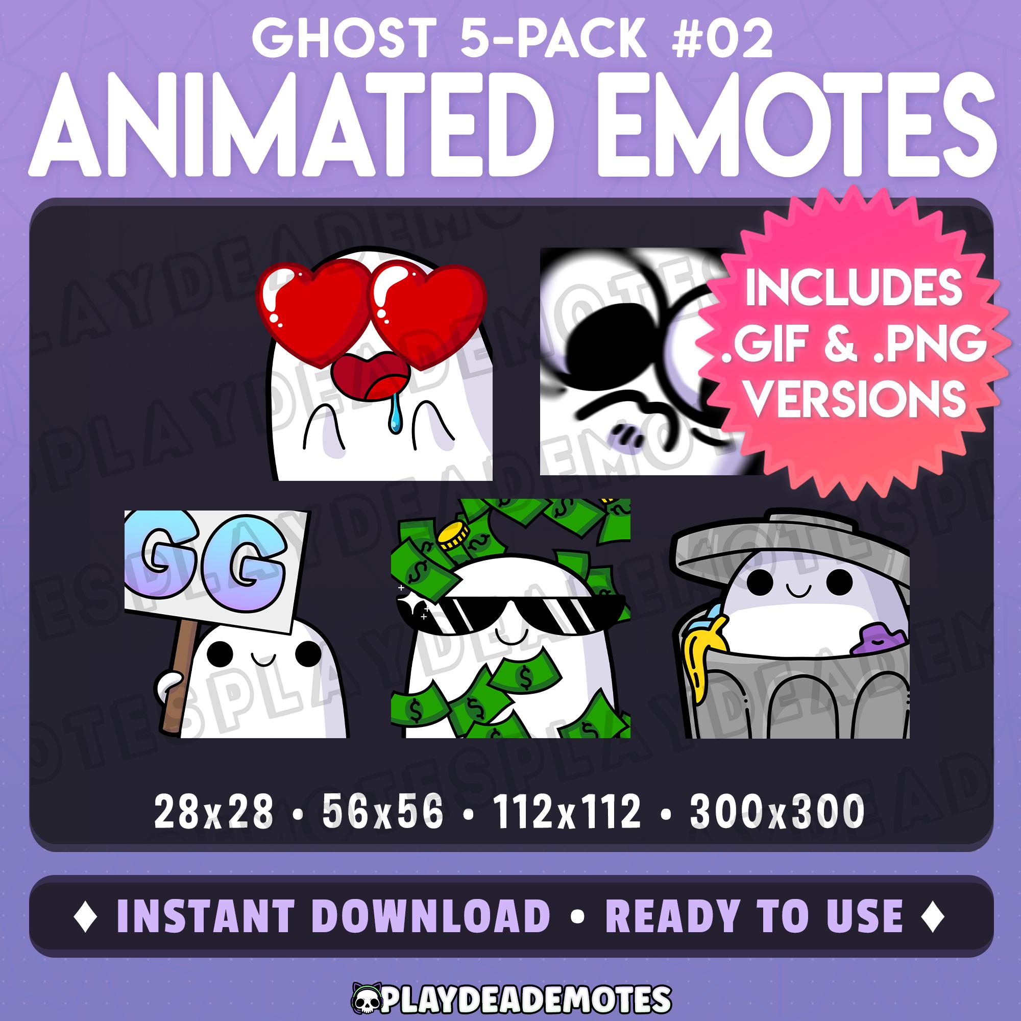 Animated Ghost Emote 5-pack #02: GG Sign, Intense Stare, Money Rain ...