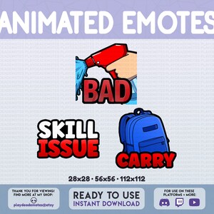 ANIMATED EMOTE 3-PACK Skill Issue, Carry, Spray Bottle Emotes Animated ...